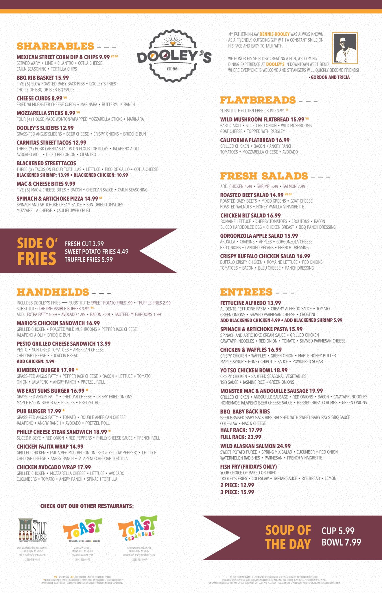 Menus - Dooley's on Main