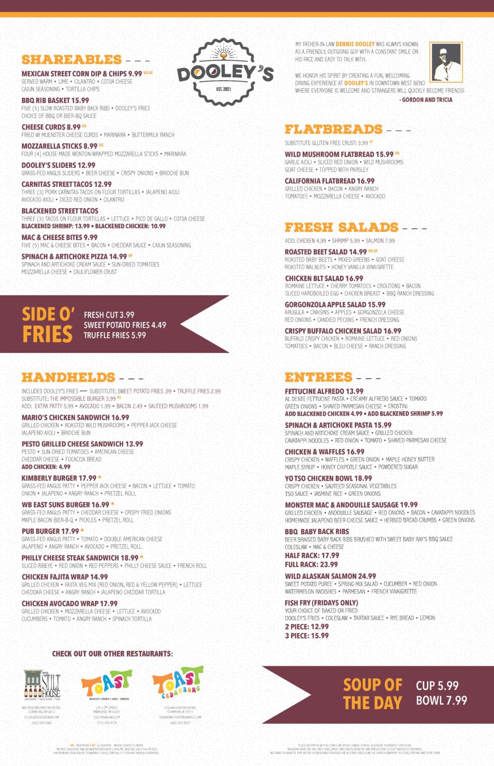 Menus - Dooley's on Main