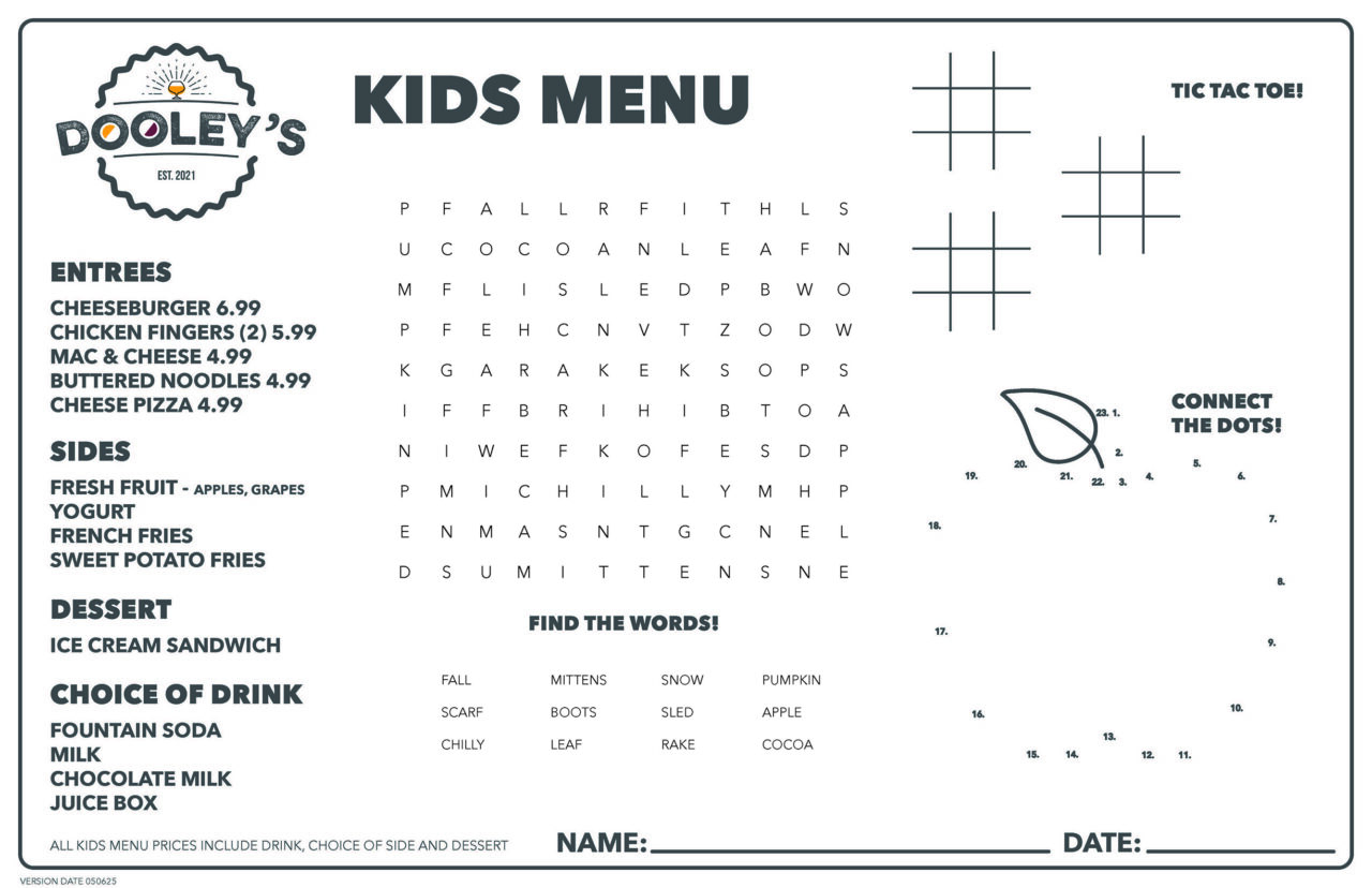 Menus - Dooley's on Main